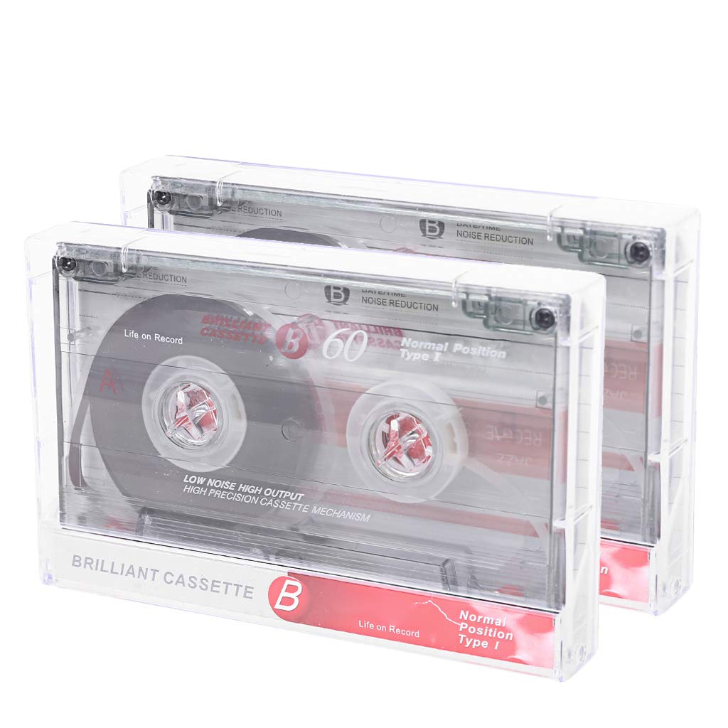 Sara-u 2Pcs Empty Cassette Tape 60 Minutes Standard Cassette Blank Tape Player Empty Magnetic Audio Tape Recording for Speech Music Recording MP3 /DVD