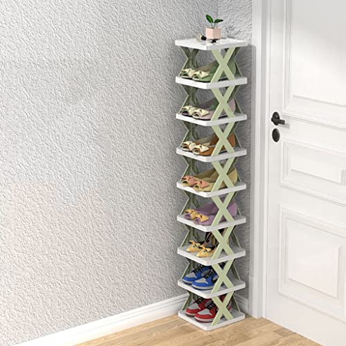 9 Tier Shoe Storage Organizer, Multifunctional Free Standing Shoe Shelf for Home, Entryway, Hallway, Living Room, Bedroom, Balcony, 10.2*9.4*52.3 Inches ( Color : Green , Size : 26*24*133cm )