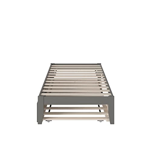 AFI, Colorado Bed with USB Turbo Charger and Twin Trundle, Full, Grey