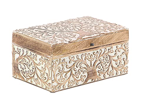 Deco 79 Mango Wood Floral Box with Hinged Lid, Set of 3 8", 10", 12"W, Brown