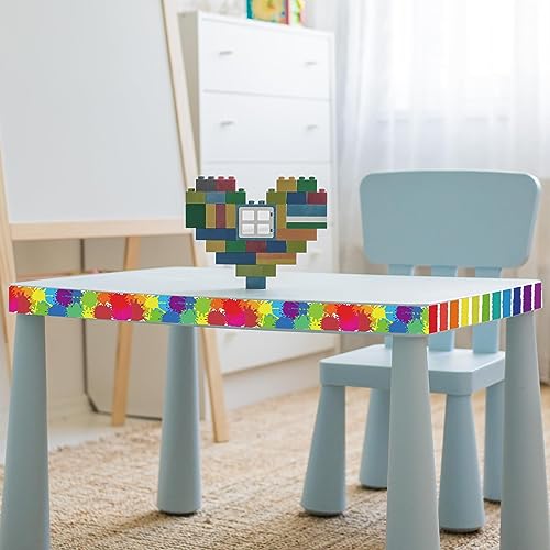 52ft Bulletin Board Border Decorations - 2 Rolls Rainbow Stripes Straight and Ink-Splashing Rolled Border Trim for School Classroom Bulletin Board Chalkboard Decor