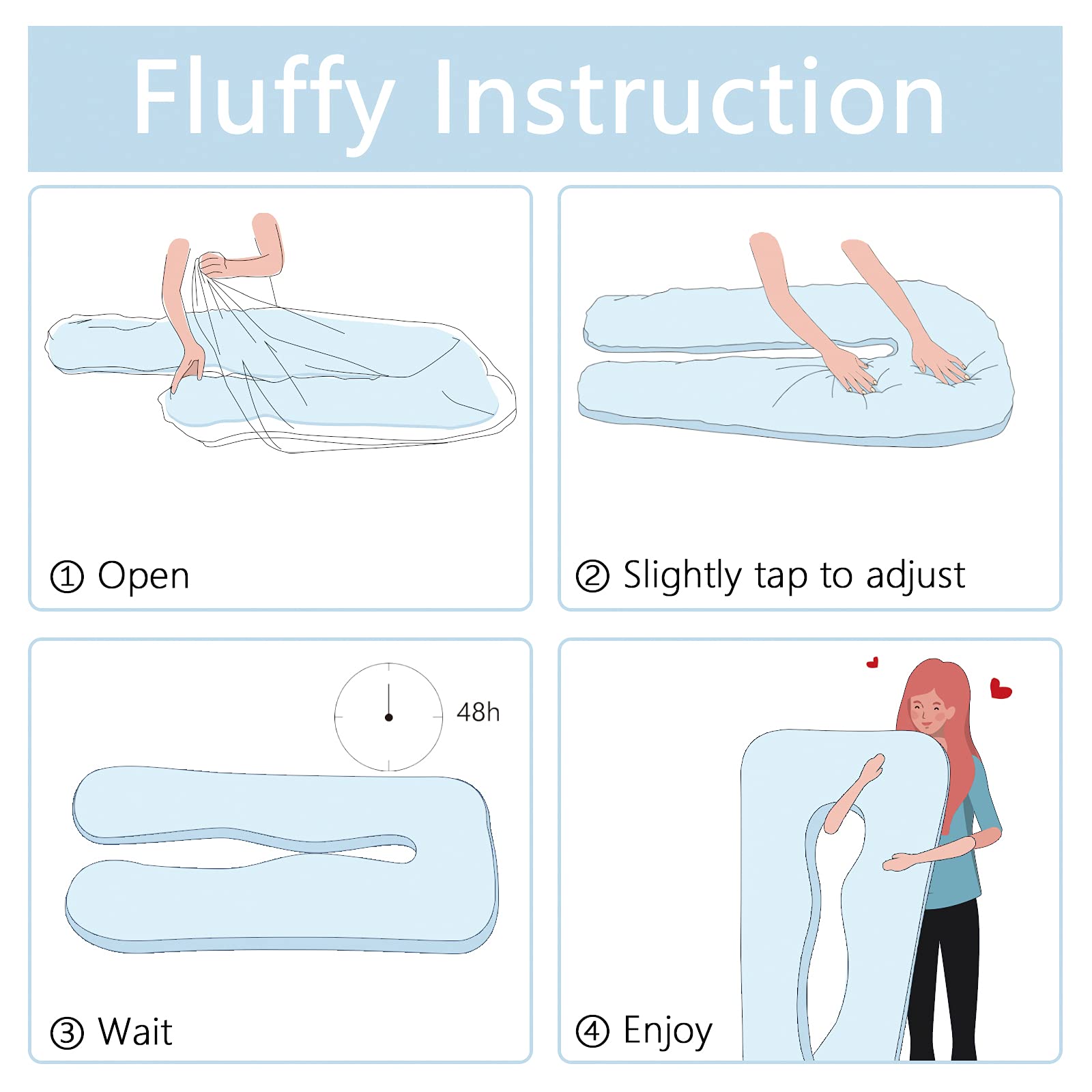 QUEEN ROSE Pregnancy Pillow, U Shaped Body Pillow for Sleeping, Maternity Pillows with Detachable Pillow for Side Sleepers Support, Grey Velvet Cover