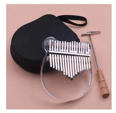 17-Key Kalimba Thumb Piano Musical Gift Bear-Shaped Transparent Acrylic Material with Carry Bag Tuning Hammer