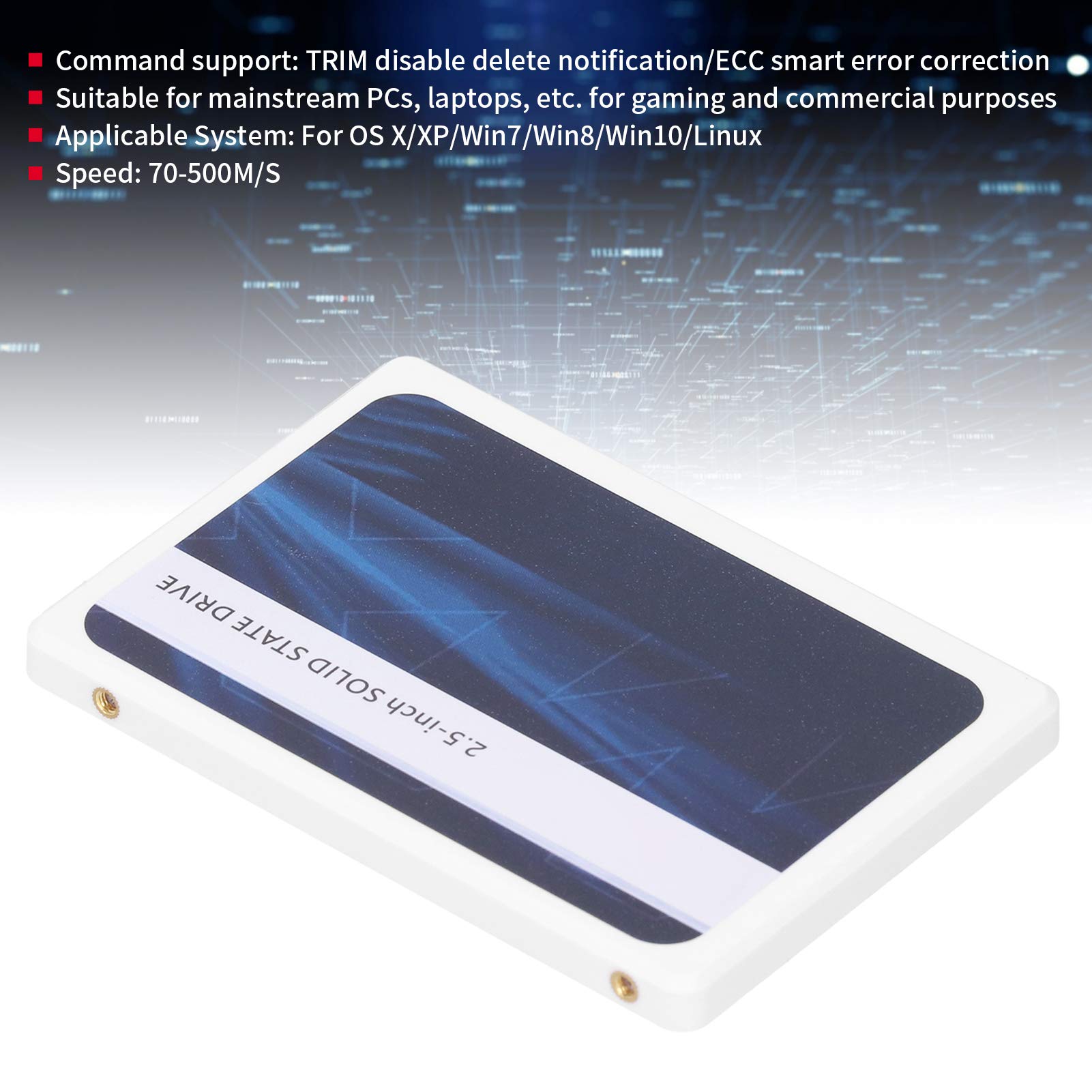 Yunseity Solid State Hard Drive,SATA 2.5 Inch Internal Solid State Drive (SSD),70-500M/S,for OS X/XP/Win7/Win8/Win10/Linux,White(480GB)