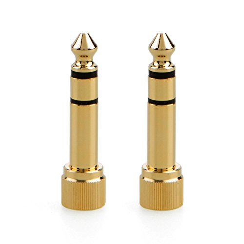 CESS 2-Pack 1/4" Stereo Phone Screw-On Adapter - Male 1/8" to Male 1/4" - 3.5mm Stereo to 6.35mm Stereo