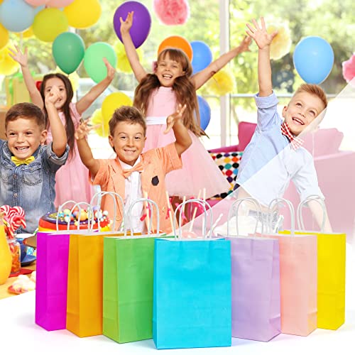 ADIDO EVA 25 PCS Small Gift Bags Blue Kraft Paper Bags with Handles for Party Favors (8.2 x 6 x 3.1 In)