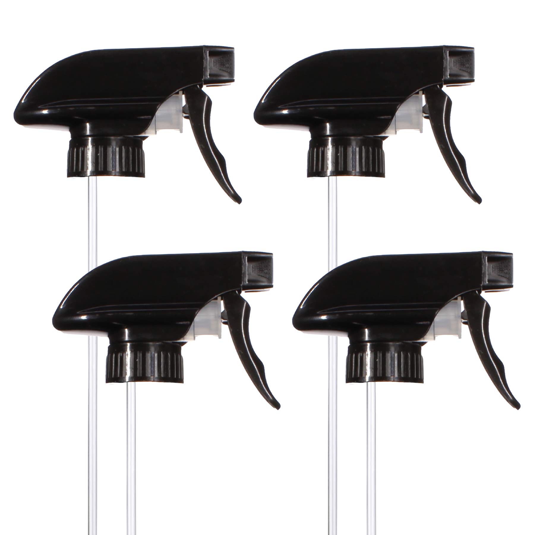 SAVVY PLANET Replacement Black Plastic Trigger Spray Bottle Nozzles - Fits 8oz / 16oz glass or plastic bottles with 28/400 Neck Thread Size - Mist Spray or Stream for Cleaning Products, etc - 4 Pack