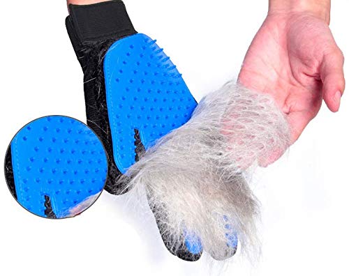Stella-Lou Grooming Gloves Upgraded Cat & Dog Eco Friendly Silicone Hair Removal Glove - Gentle shampooing Deshedding Brush Glove - Easy Pet Hair Remover Mitt - Enhanced Five Finger Design 1 Pair