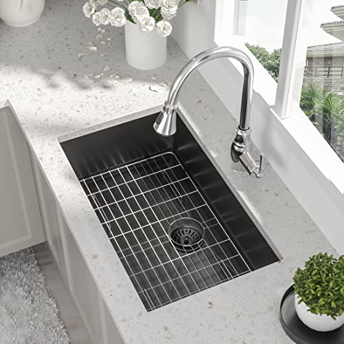 32 Inch Black Undermount Kitchen Sink - Beslend 32"x19"x10" Stainless Steel Gunmetal Black 16 Gauge 10 Inch Deep Single Bowl Basin