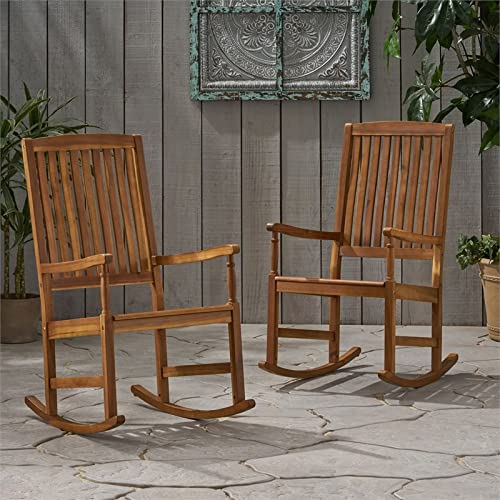 Afuera Living Outdoor Acacia Wood Rocking Chairs (Set of 2) Teak