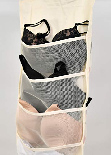Home-X Hanging Bra and Sock 15-Pocket Closet Organizer, Wardrobe Storage Hanger for Underwear, Bra, Socks - 30 Inches Long