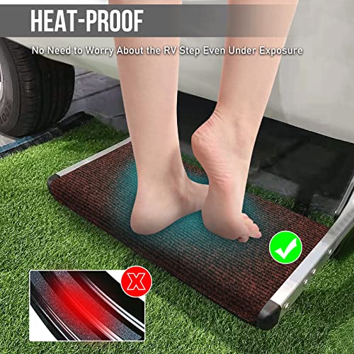 Afurkuot RV Step Covers 2 Pack, RV Step Rugs Stair Carpets Camper Step Cover 22” Wide Wrap Around Cover for RV Stair Camper Trailer Motorhome, Pack of 2 Camper Stairs Carpet, RV Accessories