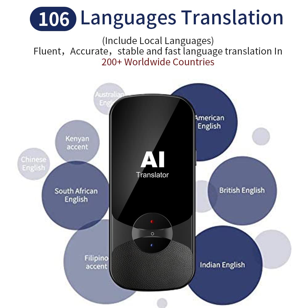 Language Translator Device Supports Offline Translation Assistance Super Accuracy Online Translation Audio Memo Camera Translation,106 Languages Two Way Translation for Travelling Learning Business