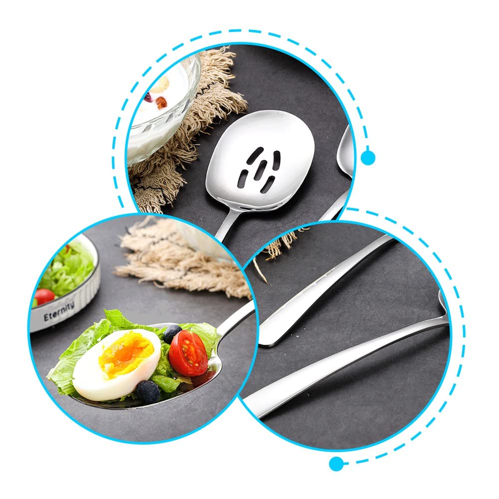 2 Pcs Slotted Spoons Stainless Steel Serving Spoons with Holes Rustproof Perforated Spoons for Home Kitchens Restaurants Hotels