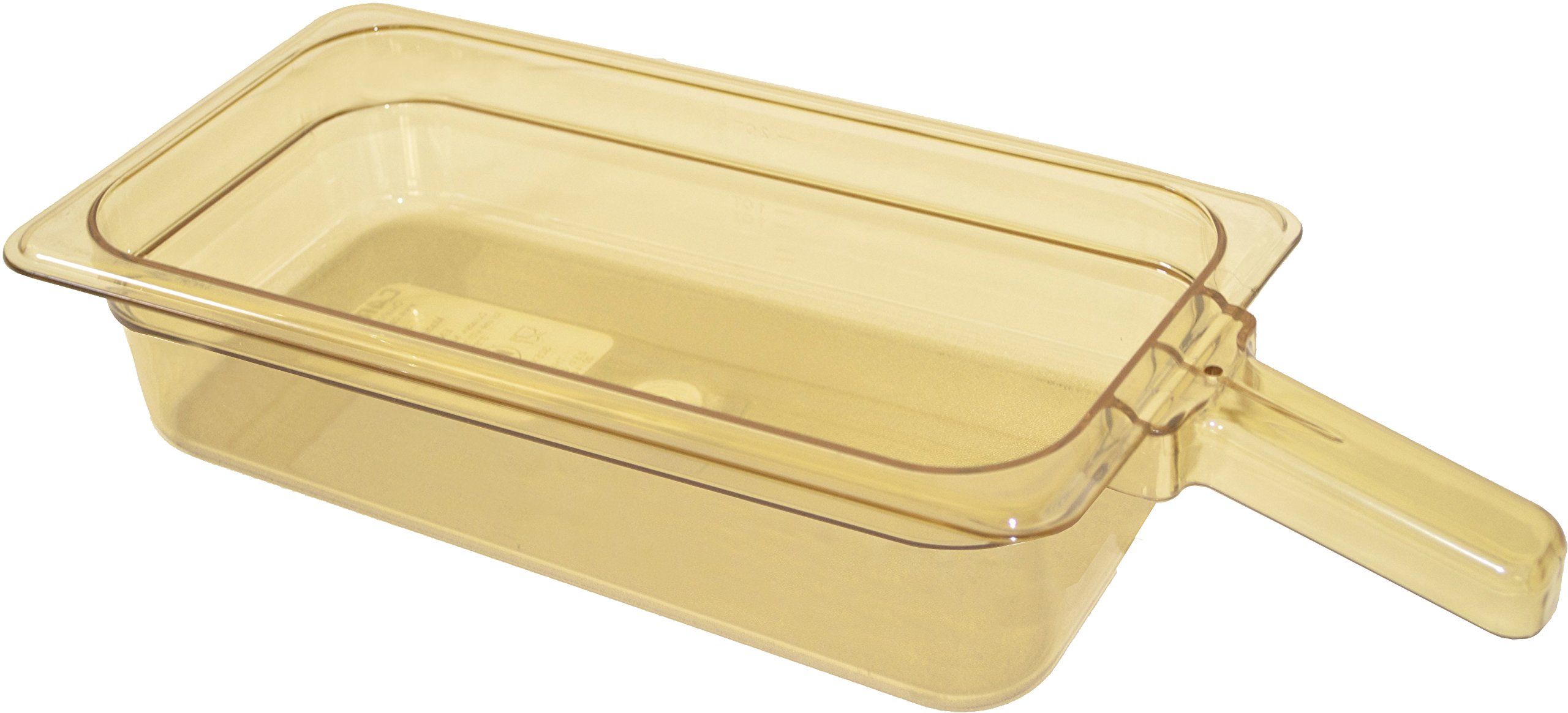 Carlisle FoodService Products 30861H13 StorPlus High Heat Food Pan with 1 Handle, 4" Deep, Third Size, Amber
