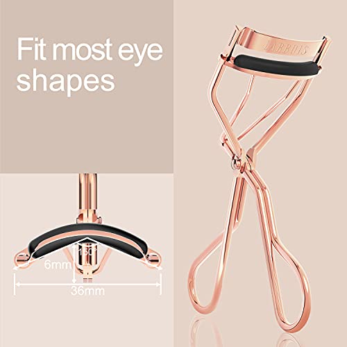 Larbois Eyelash Curler with 5 Extra Refill Pads & Velvet Bag, Professional Eye Lash Curler No Pinching, No Pain and No Pulling, Make up Tool for Perfect Curl in Seconds (Rose Gold)