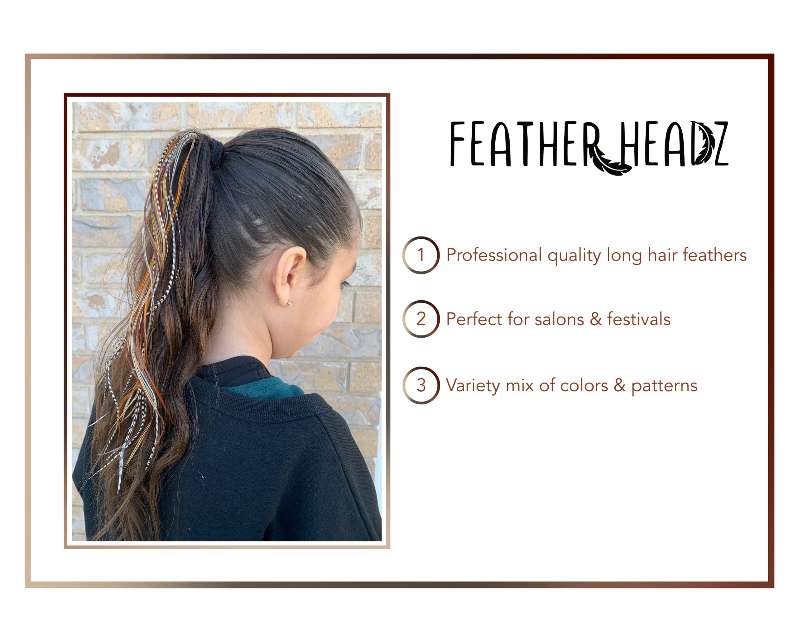 21 Natural Color Hair Feathers - 9β- 14β Long - Feathers for Hair Extension - DIY Kit - Eye-Catching Design - 20 Micro-link Beads - 100% Real Rooster Feathers - Professional Color Hair Feathers