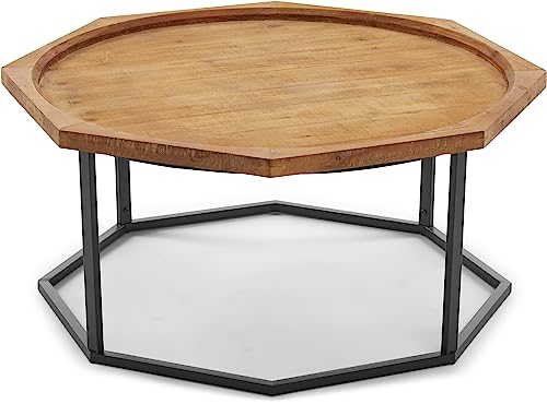Amazon Brand – Stone & Beam Aire Rustic Octagonal Fir Wood Coffee Table, 39.5"W, Black & Natural