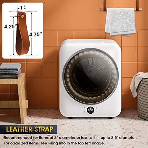 Abeillo 4 Pcs Medium Leather Wall Hooks, Artificial Leather Straps Hanger Wall Mounted Towel Hook Hanging Strap Holder for Bathroom Kitchen Bedroom Nordic Boho Decor (Brown)