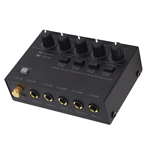 4 Channel Line Mixer, High Sound Quality Simple Operation Mode 4 Channel Studio Headphone Amplifier Independent Volume Control for Studio(#3)