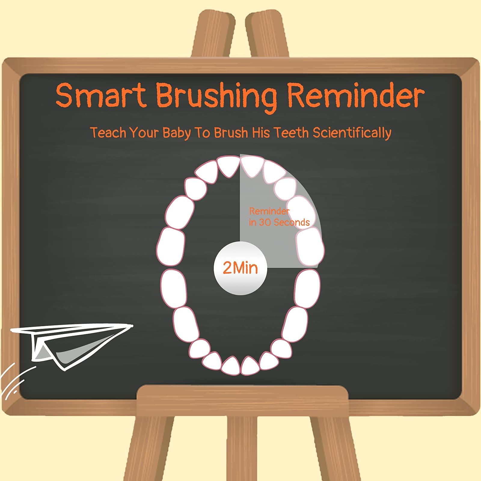 Kids Electric Toothbrush with Octopus Design for Children Aged from 3 to 12 Years Old, 2 Modes with Memory & 20000 to 31000 SPM, IPX7 Waterproof, Fun & Easy Cleaning Design (Orange)