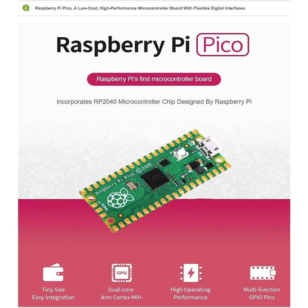Raspberry Pi Pico Kit Microcontroller Based on Raspberry Pi RP2040 Dual-core ARM Cortex M0+ Low-Cost High-Performance-2pcs