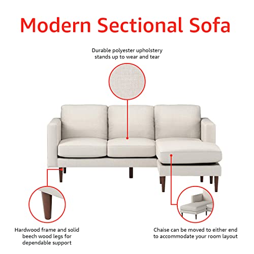 Amazon Brand – Rivet Revolve Modern Upholstered Sofa with Reversible Sectional Chaise, 80"W, Linen