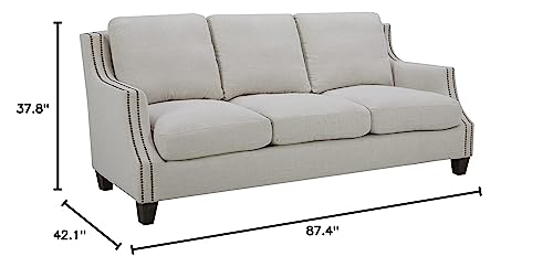 Amazon Brand β Stone & Beam Hina Classic Sofa Couch with Nailhead Trim, 87"W, Cream