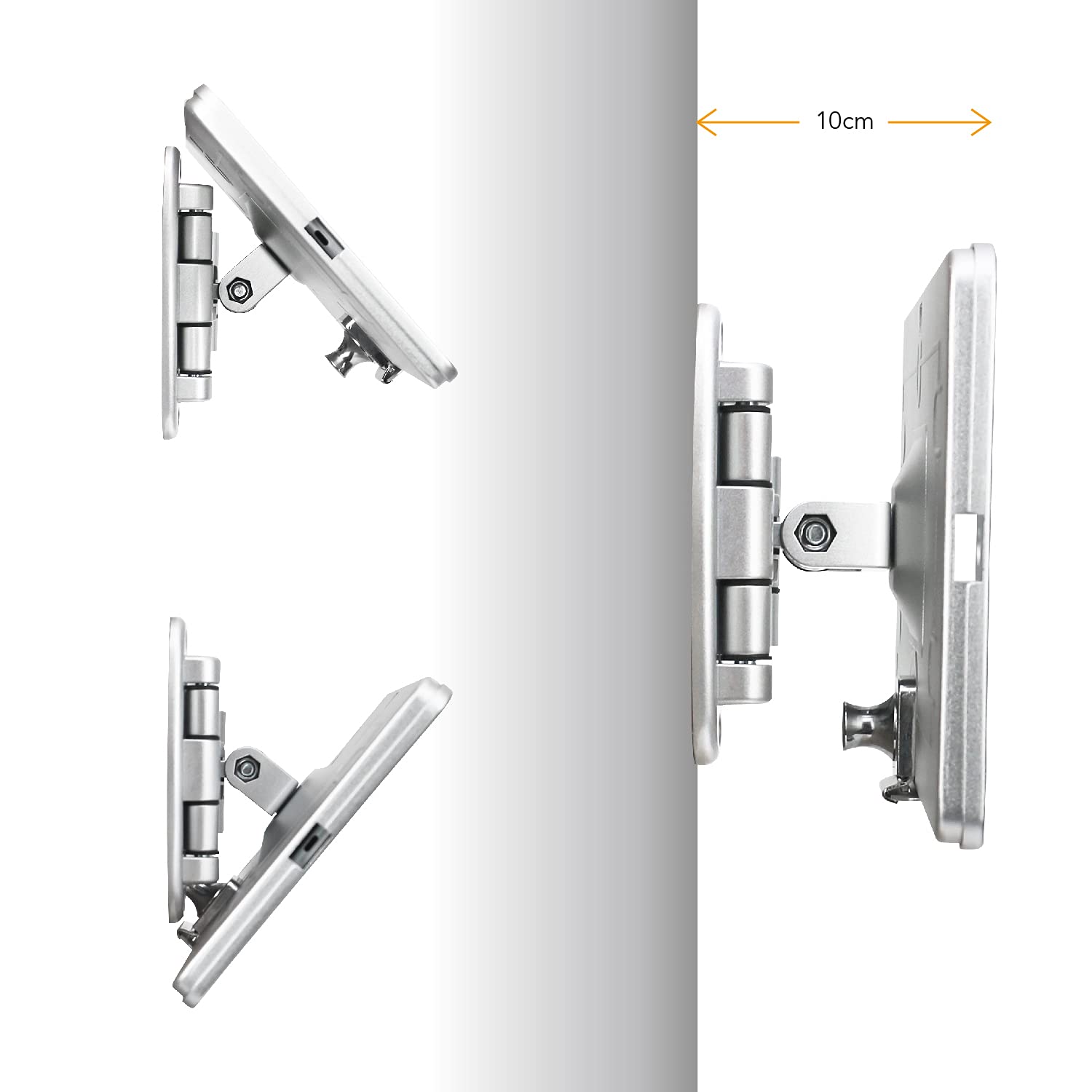 WeSTRUGGLE Tablet Wall Mount Bracket with fold for iPad 10.2-Inch (9th,8th,7th Gen.), Extend Adjustable Arm Swivel with Anti Theft Security Lock and Key, Multi Angle, Rotate Design,Metal (Silver)