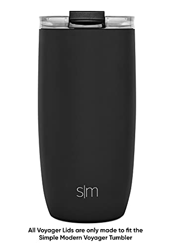 Simple Modern Tumbler Coffee Lid Replacement | Reusable Insulated Lid ONLY Fits Simple Modern, S|M Voyager | Flip Lid | Voyager Collection | Midnight Black