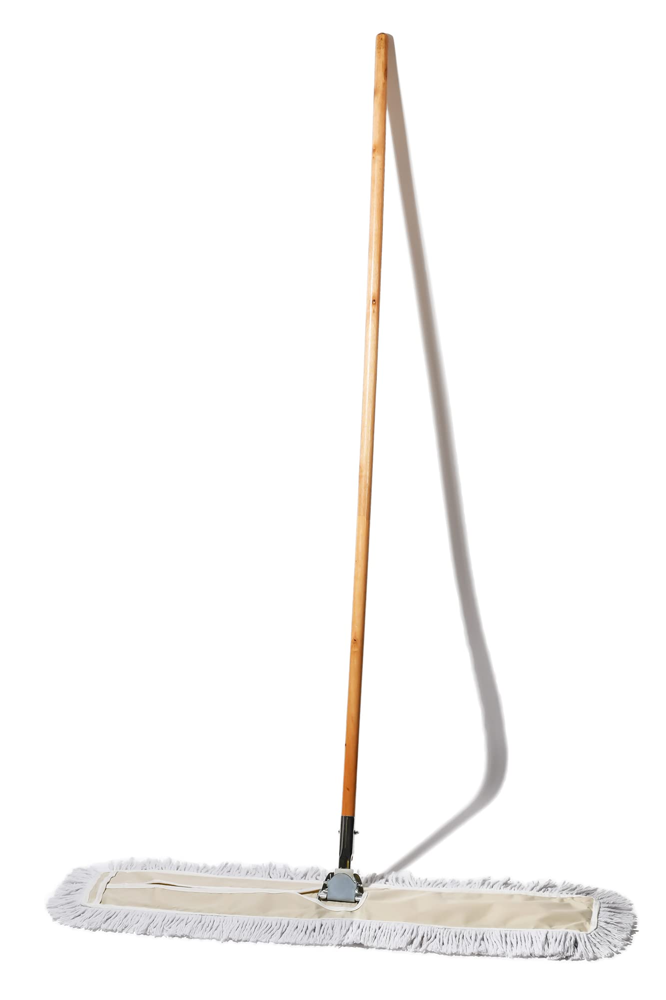 36 Inch White Dust Mop with Wood Handle and 36 Inch Dust Mop Refill Bundle - 1 Mop Set and 4 Refills