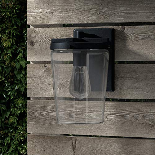 Globe Electric 44632 1-Light Outdoor Wall Sconce, Dark Bronze, Clear Glass Shade