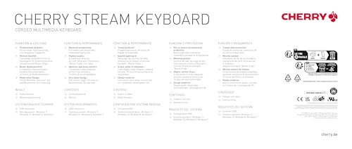 Cherry Stream Keyboard - Wired USB Keyboard - SX Scissors Mechanism - GS Approval - QWERTY β White