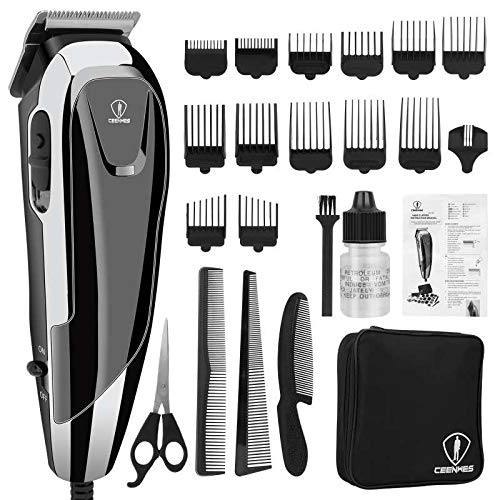 Corded Hair Clippers Professional Hair Cutting Kit 24 Pieces Accessories Hair Trimmer with 14 Guide Combs,3 Hair Combs,1 Scissor,1 Storage case,1 Barber Cape