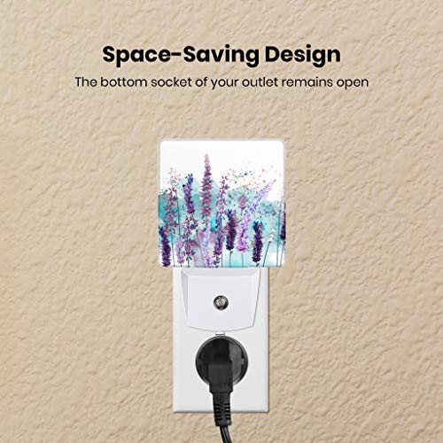 LED Night Light 2 Pack, Decorative Plug-in Lights by Night with Smart Auto Dusk to Dawn Sensor Cute Nightlights for Bedroom, Kitchen, Kids Room Nursery, Hollway, Stairway, Bathroom (Lavender)