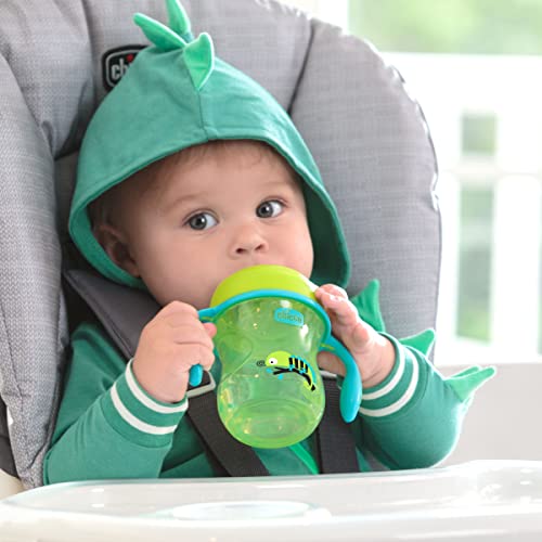 Chicco Semi-Soft Spout Spill Free Baby Trainer Sippy Cup, 6 Months, Blue/Teal, 7 Ounce (Pack of 2)
