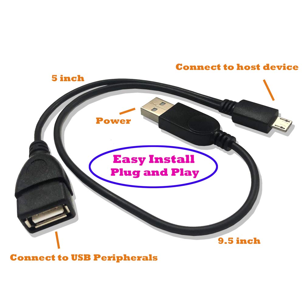 AuviPal 2-in-1 Micro USB to USB OTG Adapter (OTG Cable + TV's USB Power Cable) for Fire Stick, Playstation Classic and More - 2 Pack