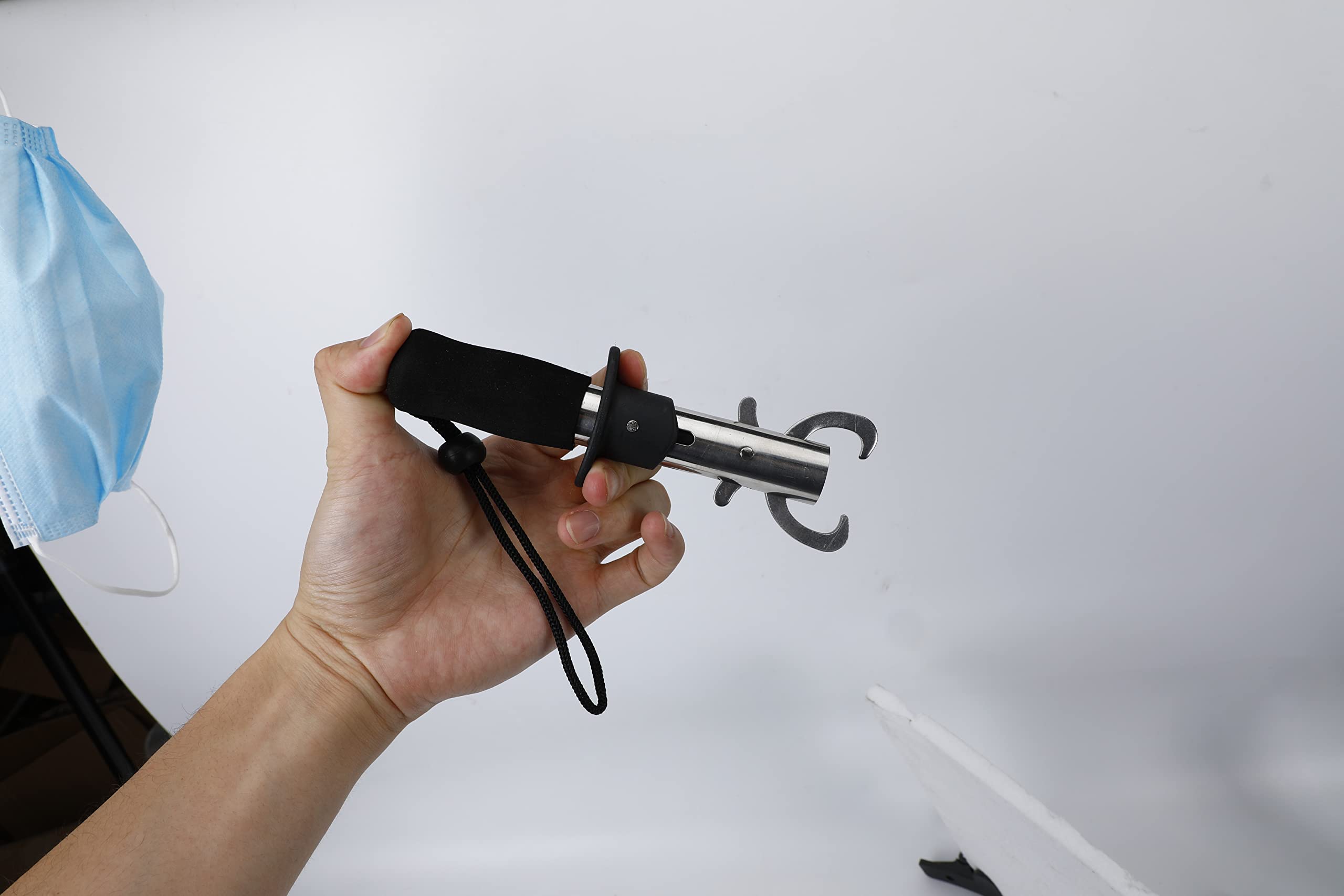 2-Pack Straight Handle T-Shaped Fish Lip Gripper Fish Catcher Stainless Steel Tool Fishing Gift Tackle, Black