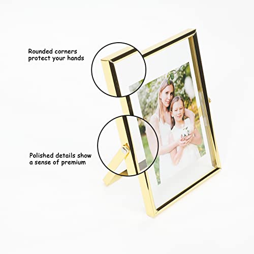 AhaGo Floating Picture Frame (Gold, 4"x6"), For Multiple Photo Sizes (3x5, 2x3, 1x2), Vertical Adjustable Tabletop/Shelf Photo Frame, Classy Gift Choice for Halloween, Thanksgiving, Christmas, Home or Wedding Decorationā¦