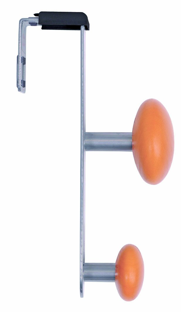 Alba Over-The-Panel Coat Hook For Cubicles or Partitions, Double Peg, Metallic Silver and Light Wood (PM2PARTBO)