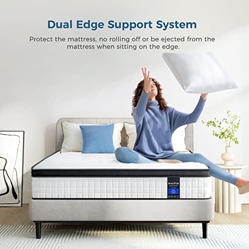 Inofia Full Size Mattress 10 Inch, Hybrid Full Mattress in a Box, Breathable Comfortable Mattress, Supportive & Pressure Relief, Full,101-Night Trial, 10 Year Support