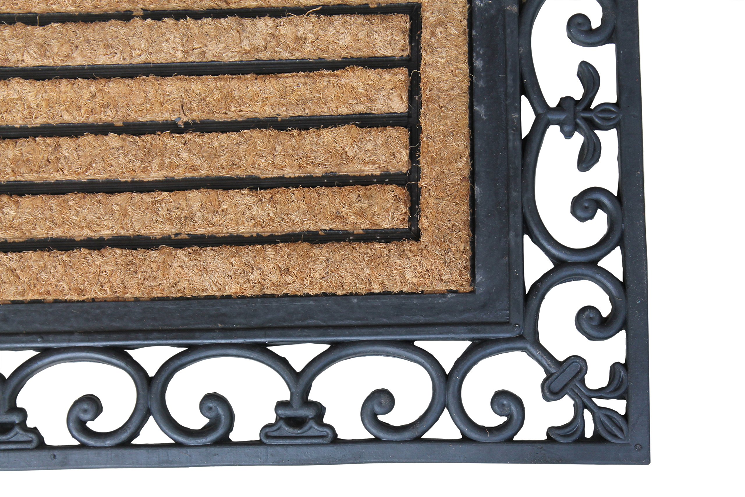 A1 Home Collections First Impression Clarence Rubber and Coir Molded Doormat, 18'' L x 48'' H