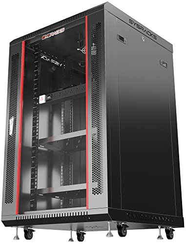 Server Rack - Wall Mount Network Enclosure - Locking Wall IT Cabinet - 19 Inch Rack Av Audio Video Rack Lockable Cabinet Network Rack - Powerbar - Shelf - Fan - Feet (22U (24" w x24 d x43 h))