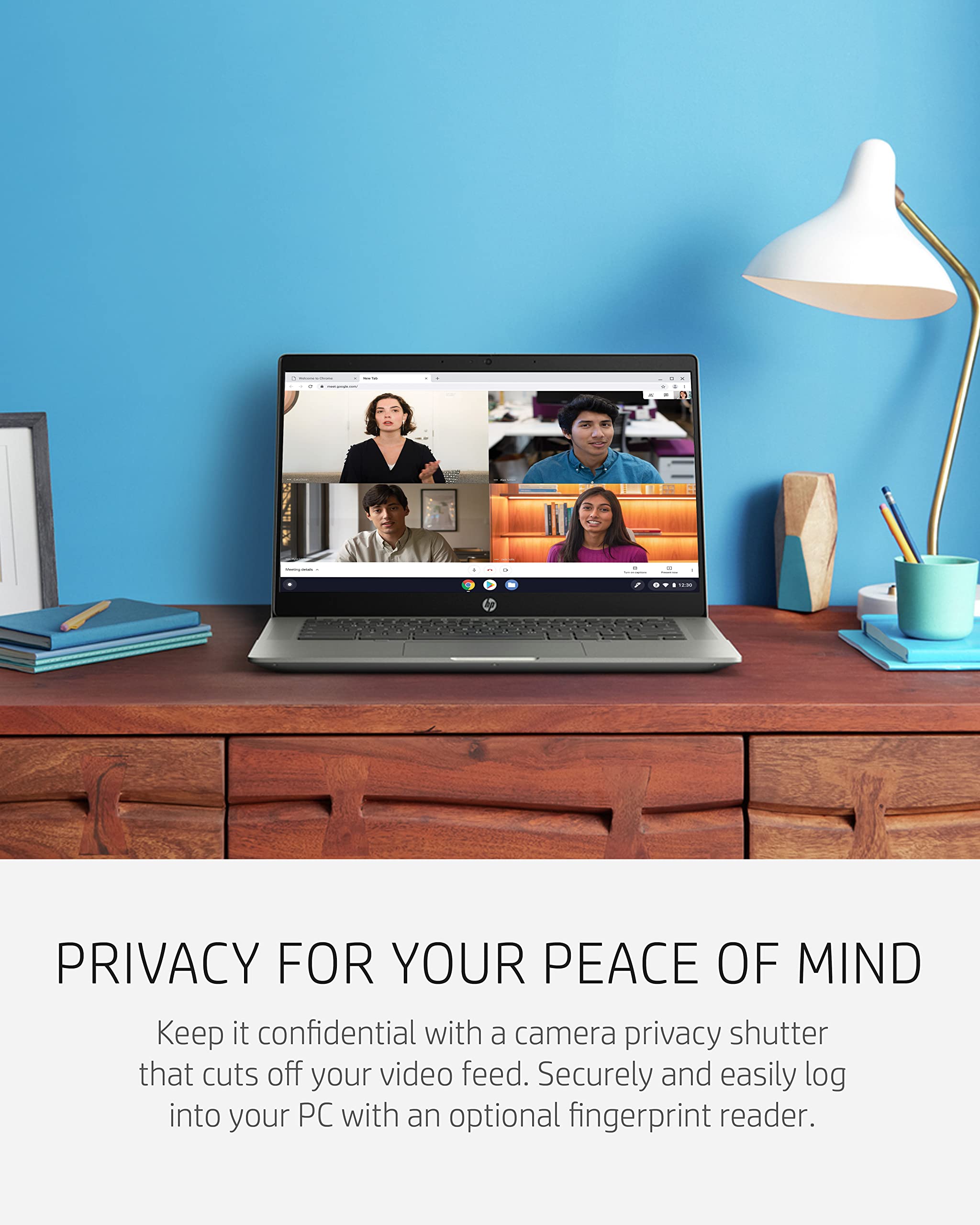 HP Chromebook 14b Laptop, 11th Gen Intel Core i3-1115G4, 8 GB RAM, 128 GB SSD, 14” HD Anti-Glare Touchscreen, Chrome OS, 720p Webcam and Camera Shutter, Audio by B&O, Backlit Keys (14b-nb0010nr, 2021)