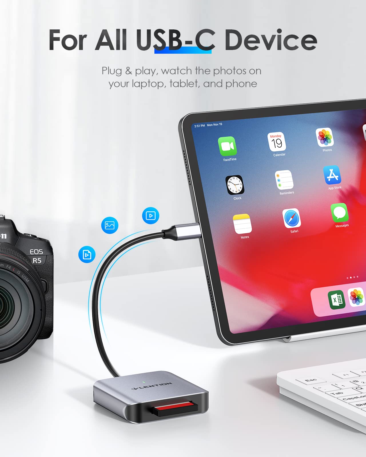 LENTION USB 3.2 Gen 2 10Gbps CFexpress Tyep B Card Readers, Portable Aluminum Memory Card Adapter, Support for Thunderbolt 3/4 Port, for Professional Filmmakers, Photographers(C9CR)