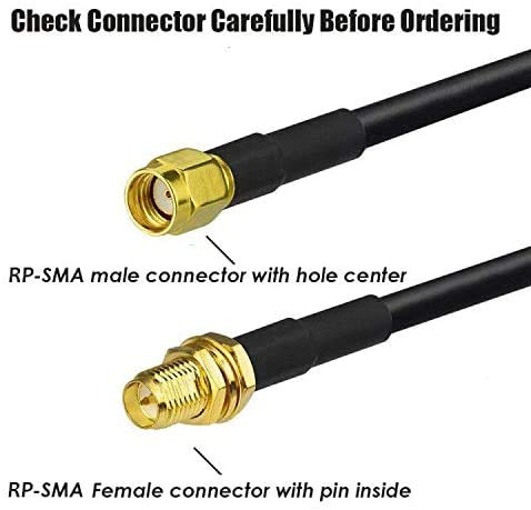 CORONIR 2Pack 33ft WiFi Antenna Extension Cable RP-SMA Male to Female Connector for Wireless LAN Router Bridge Wireless Network Card Security IP Camera