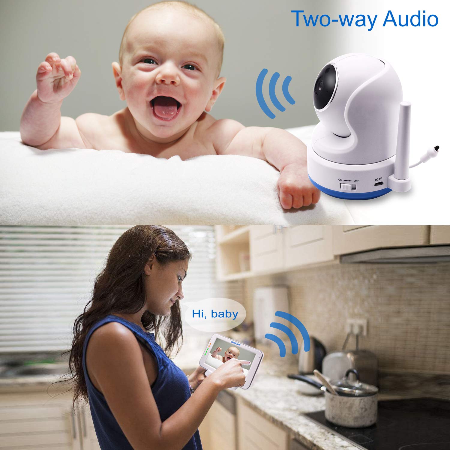 CasaCam BC200 Digital Wireless HD Pan & Tilt Baby Camera, Add-on Camera BM200, Two-Way Audio, Night Vision, Temperature Monitoring, Night Light and Lullabies