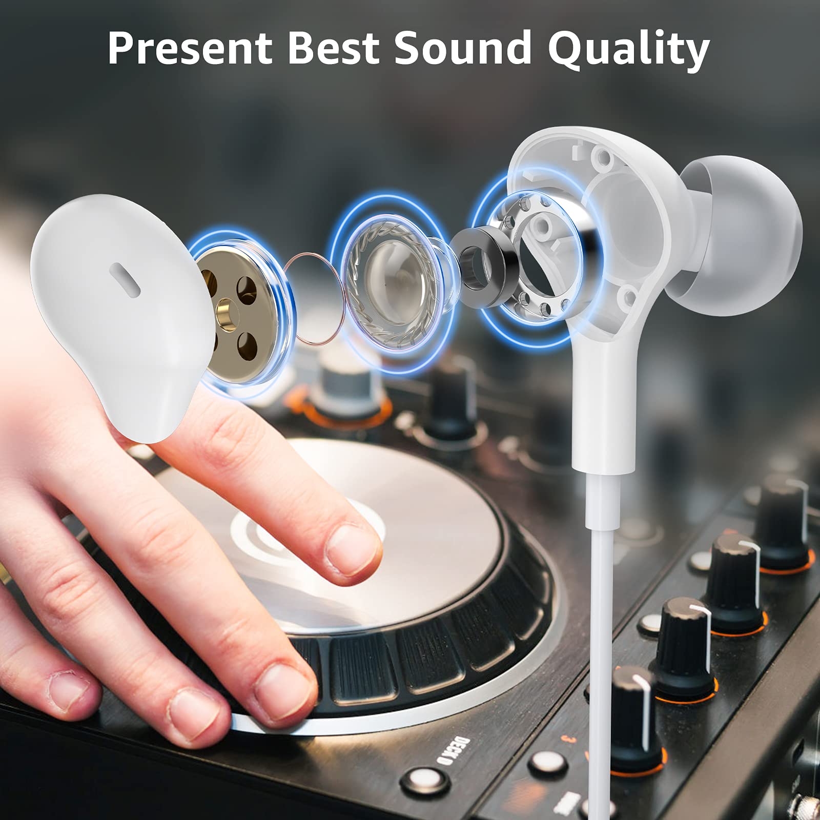 2-Pack USB C Headphones Magnetic Wired Earbuds in-Ear USB C Earphones with Mic Volume Control Stereo Noise Canceling for iPad Air (M2),Samsung S24 S23 Ultra S22 S21 S20 A53,Pixel 6a 6 7 OnePlus 11