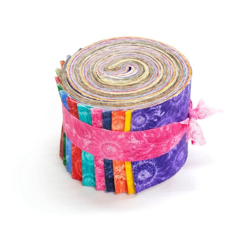 18 Pieces Fabric Cute, Beautiful 2.5 inch Farm Flowers Jelly Roll, Cute 100% Cotton Fabric Quilting Strips 2.5"