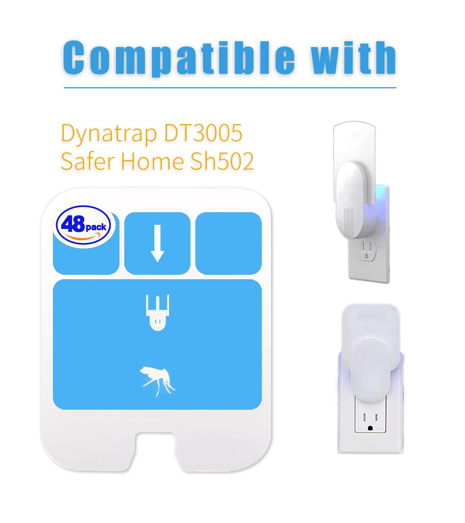 48 Pack Glue Card Compatible with Zevo Refill Home SH502 Refills DT3005W Dot Plug-in Sticky Card